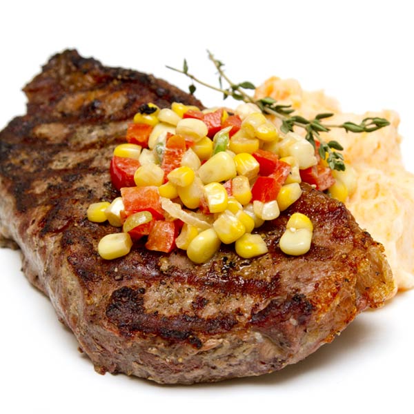 Piedmontese.com | New York Strip With Sweet Corn & Blue Cheese Salsa Recipe