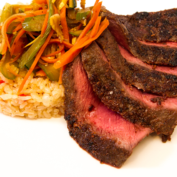 Piedmontese.com | Seared Flat Iron With Rice & Vegetables Recipe